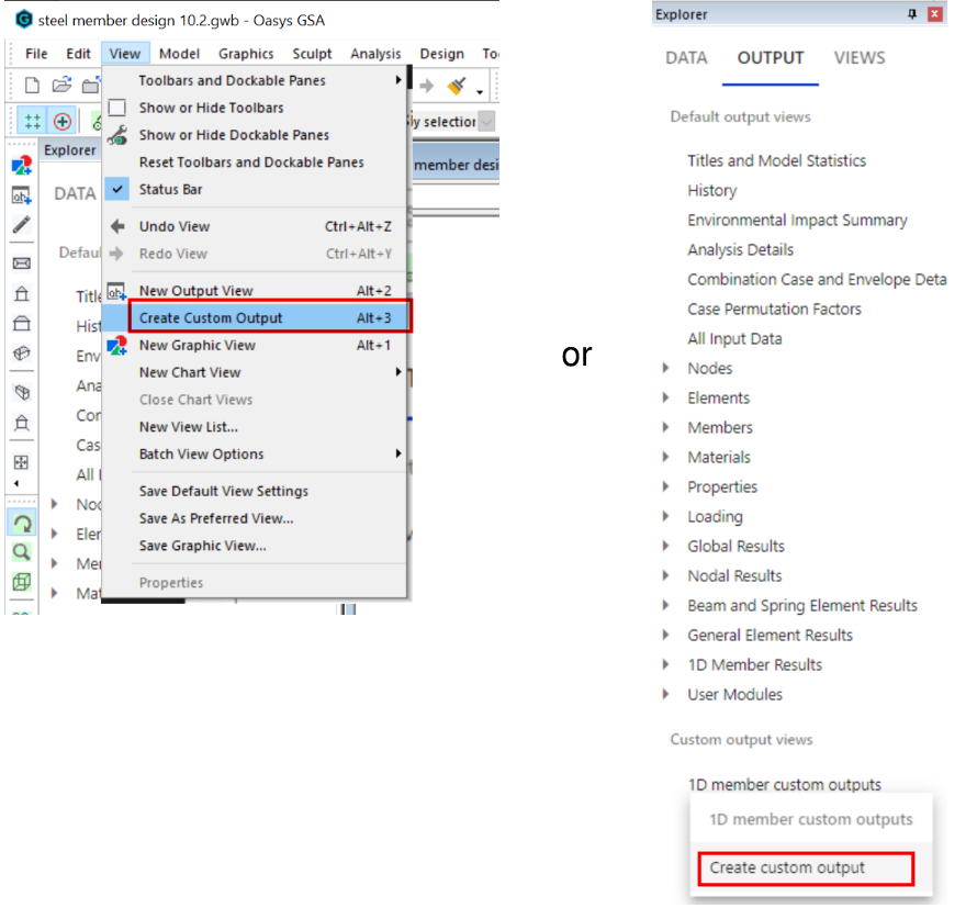 Custom output views | Oasys GSA Documentation