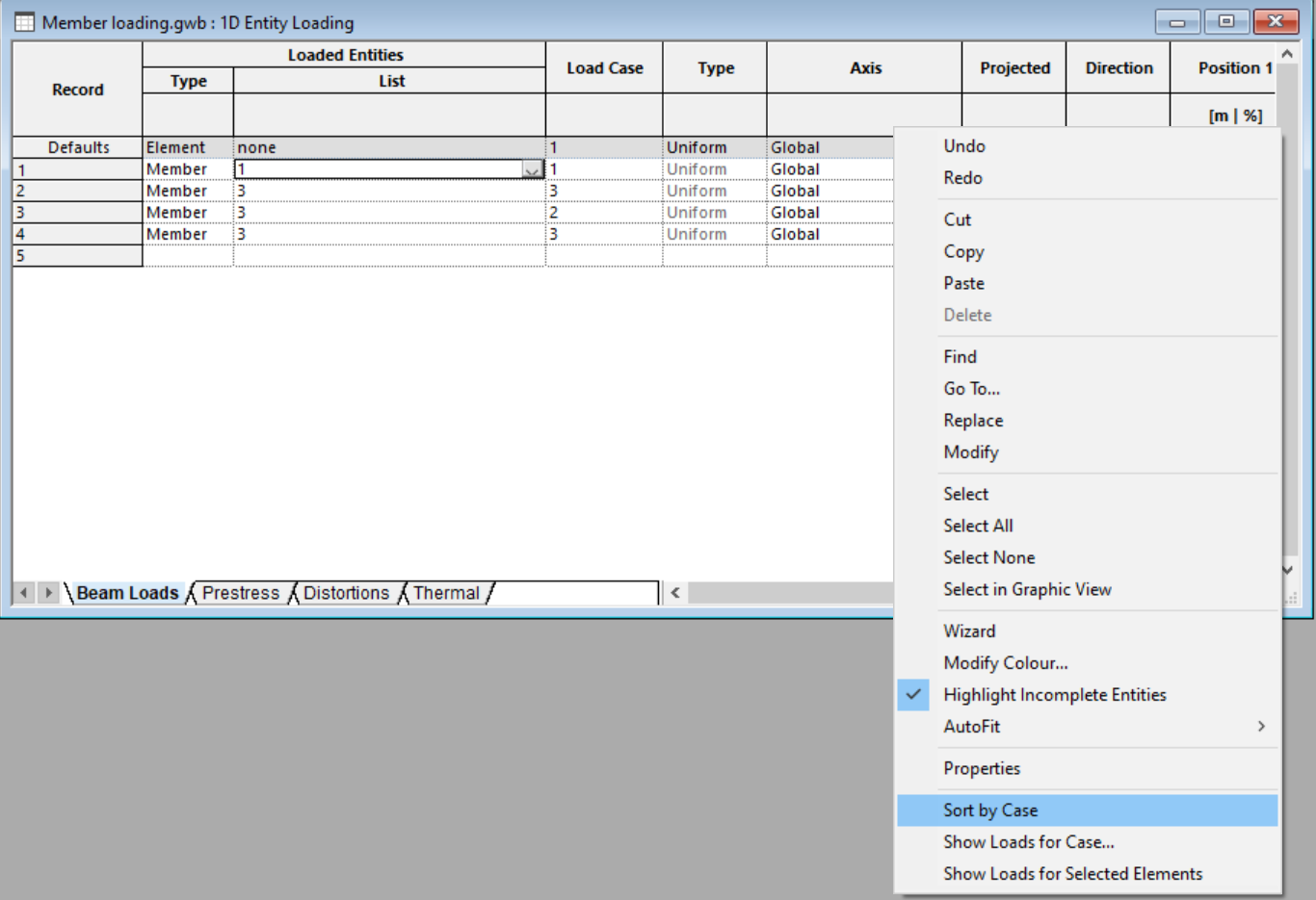 Loading | Oasys GSA Documentation