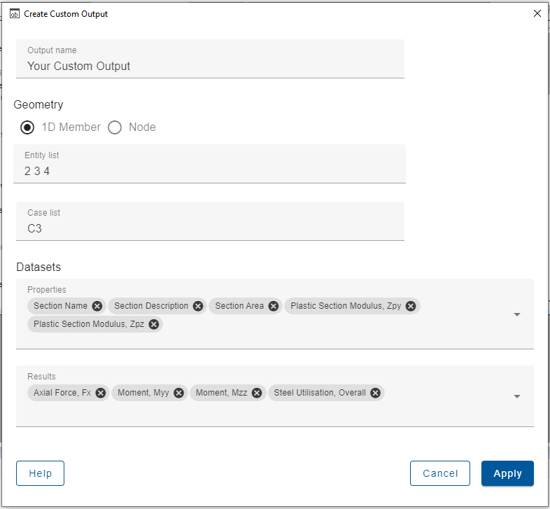 Custom output views | Oasys GSA Documentation