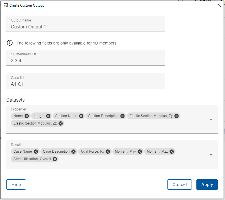 Custom output views | Oasys GSA Documentation