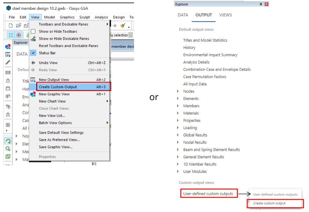 Custom output views | Oasys GSA Documentation